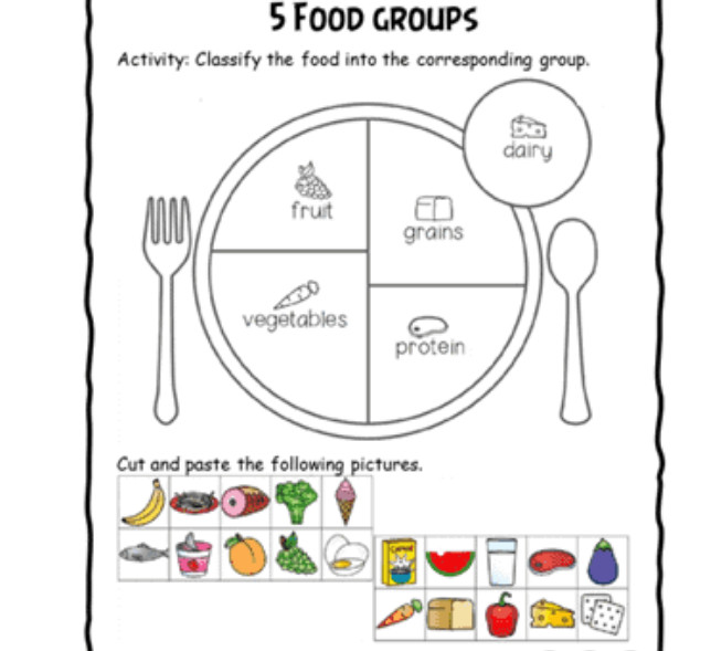5 FOOD GROUPS Activity: Classify the food | StudyX