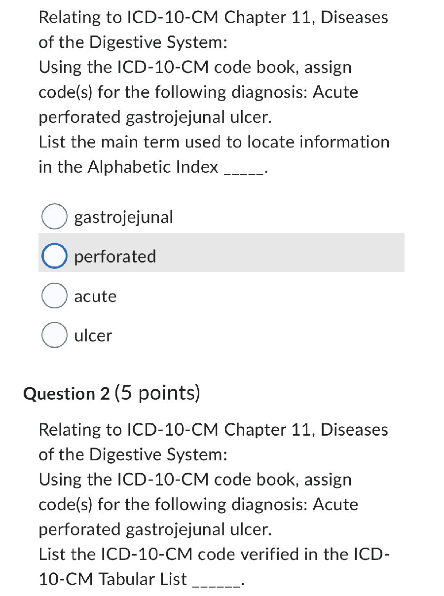 Relating to ICD-10-CM Chapter 11, Diseases | StudyX