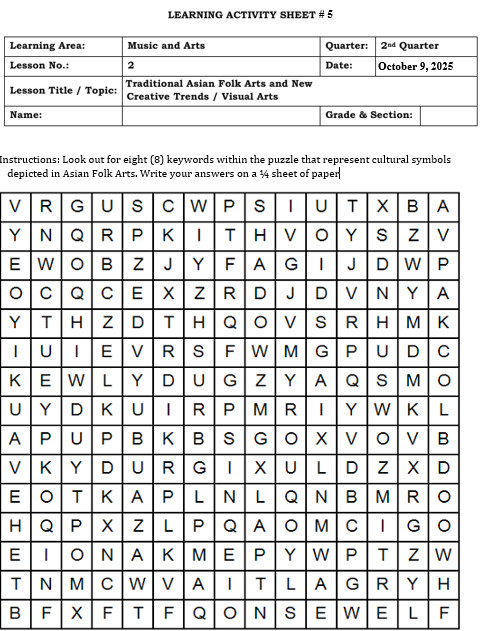 LEARNING ACTIVITY SHEET #5 Learning Area: | StudyX