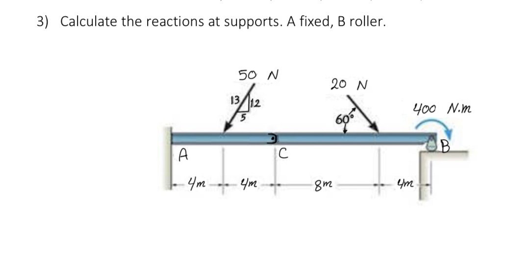3) Calculate the reactions at supports. A | StudyX