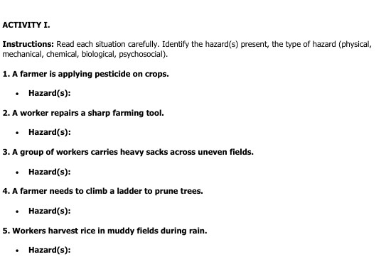 ACTIVITY I. Instructions: Read each | StudyX