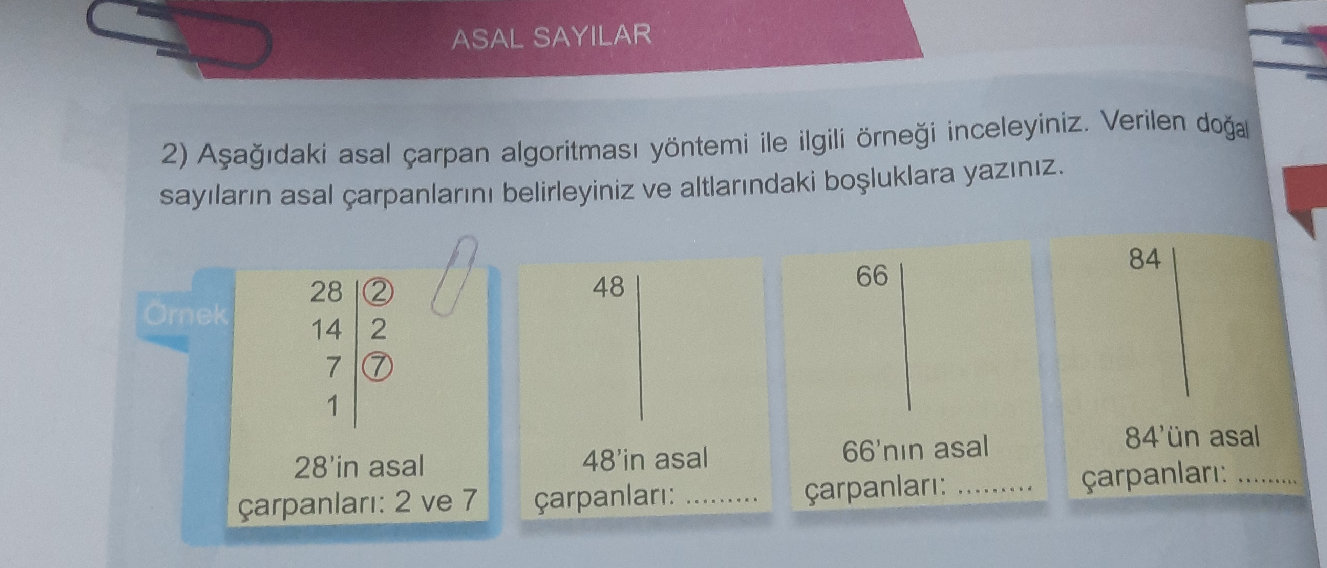 ASAL SAYILAR 2) Aşağıdaki asal çarpan | StudyX