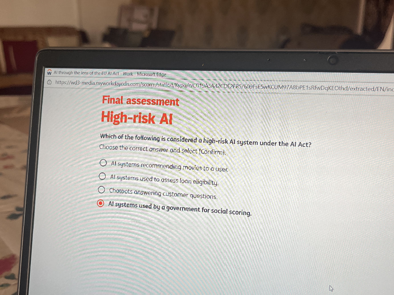 Final assessment High-risk AI Which of the | StudyX
