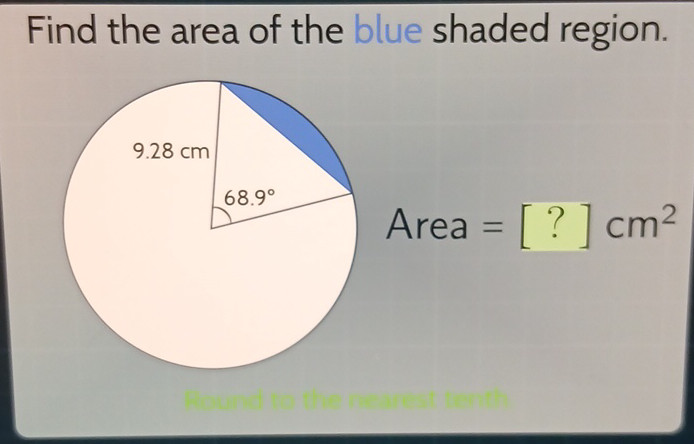 Find the area of the blue shaded region. | StudyX