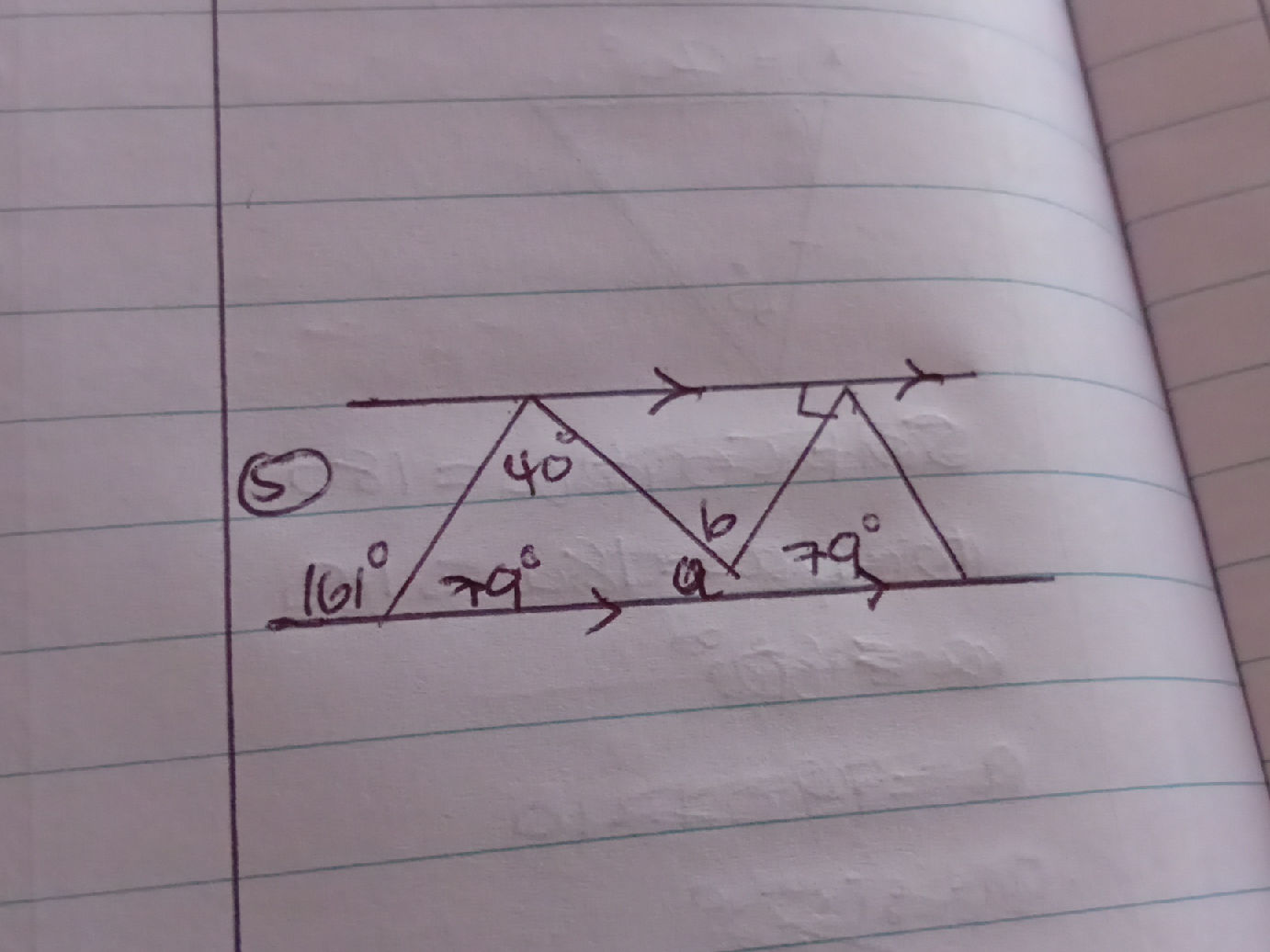Find the values of angles $a$ and $b$ based | StudyX