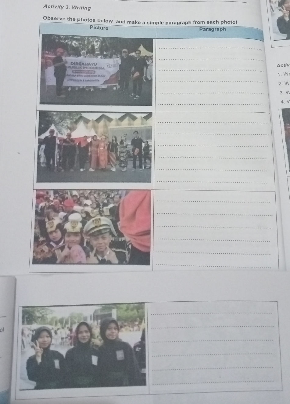 Activity 3. Writing Observe the photos | StudyX