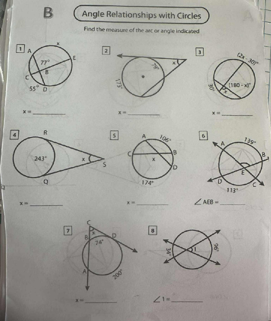 Find the measure of the arc or angle | StudyX