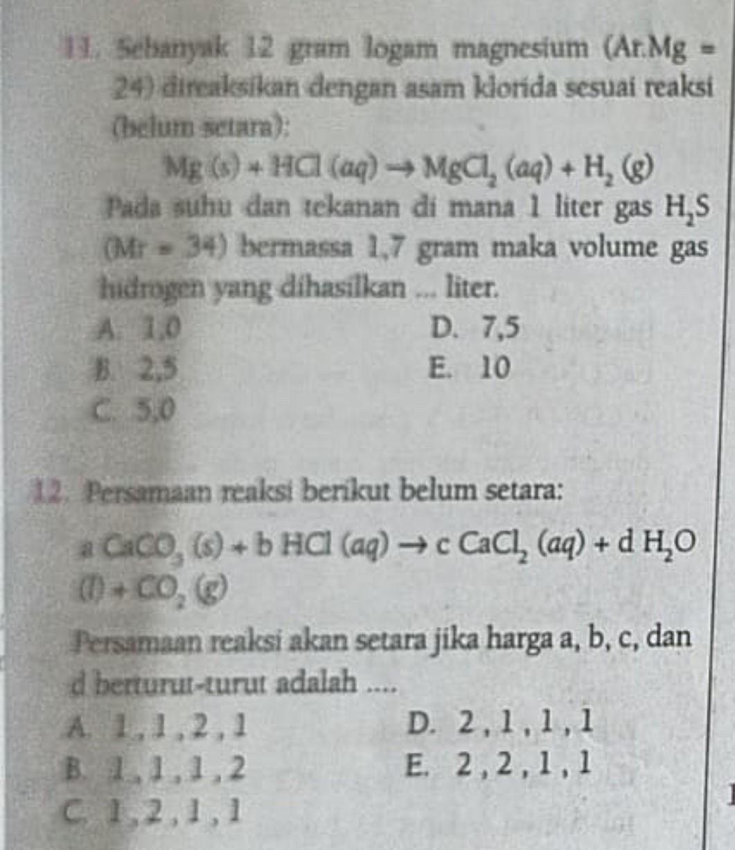 Sebanyak 12 gram logam magnesium (Ar.Mg = | StudyX