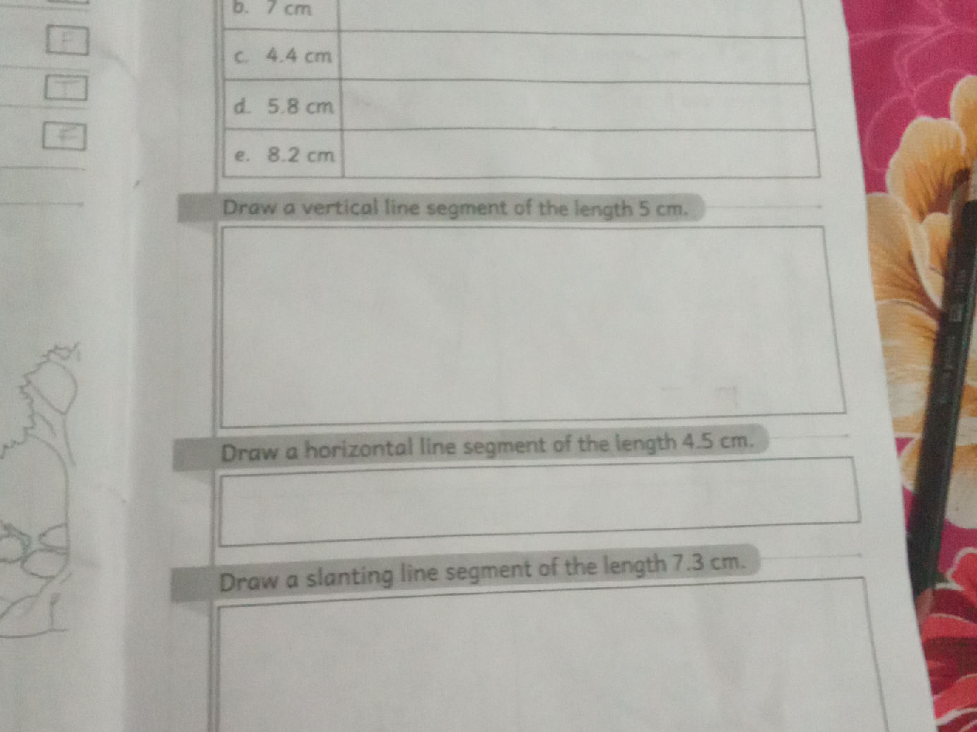 Draw a vertical line segment of the length 5 | StudyX