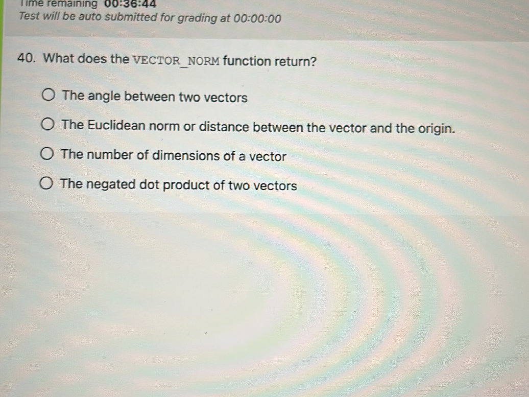 40. What does the VECTOR_NORM function | StudyX