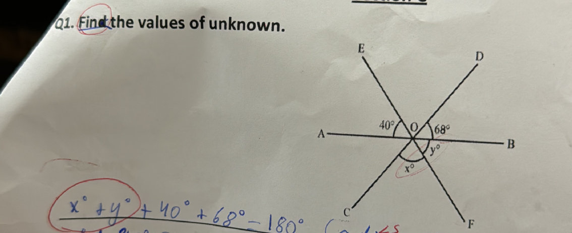 Q1. Find the values of unknown. [Diagram | StudyX