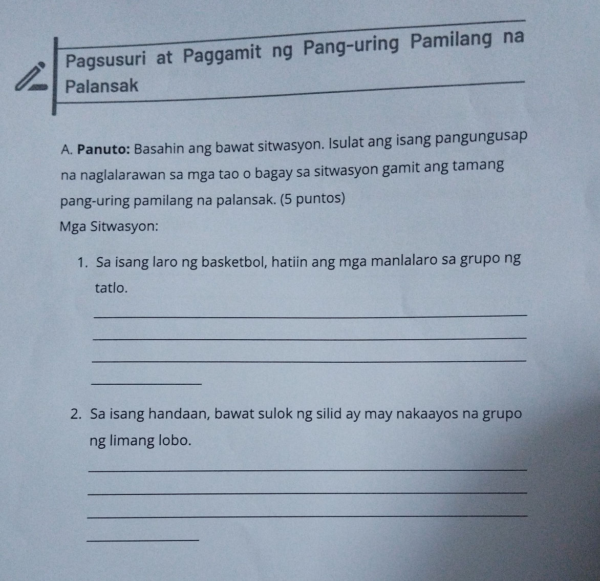 Pagsusuri at Paggamit ng Pang-uring Pamilang | StudyX