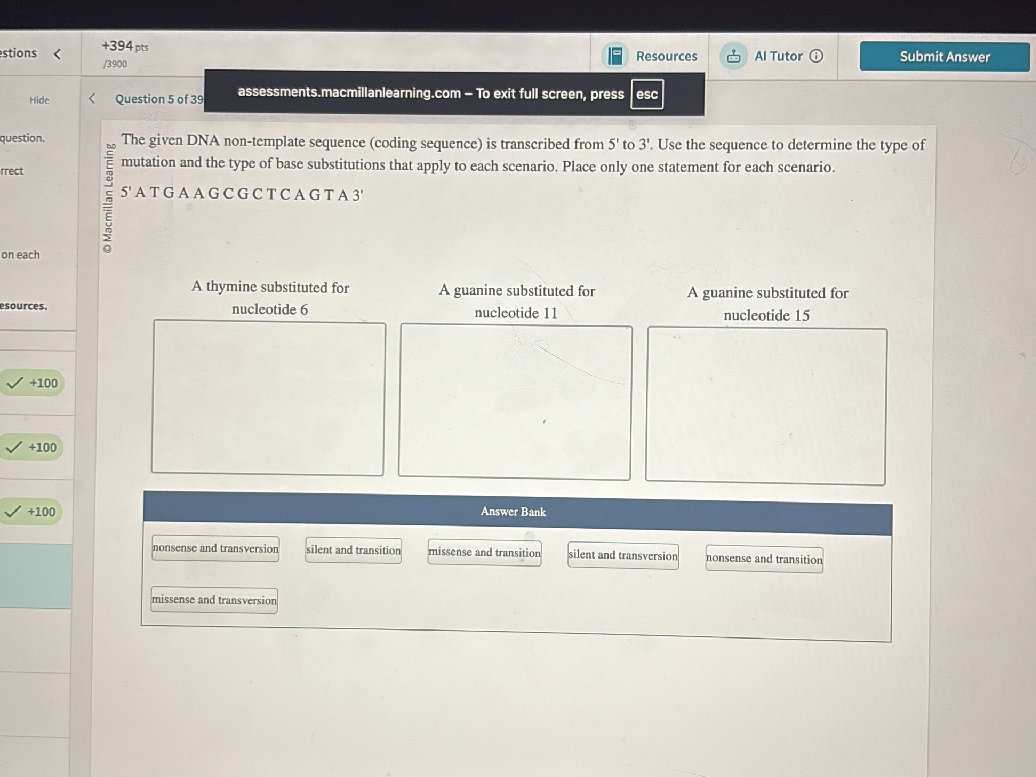 The given DNA non-template sequence (coding | StudyX