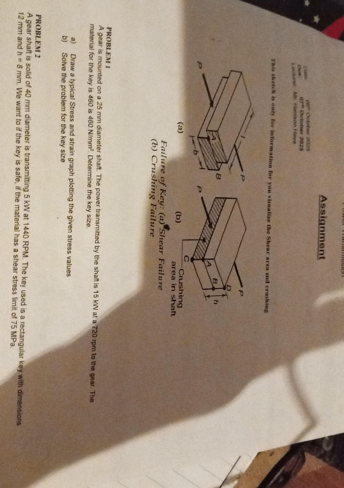 Failure of Key: (a) Shear Failure (b) | StudyX