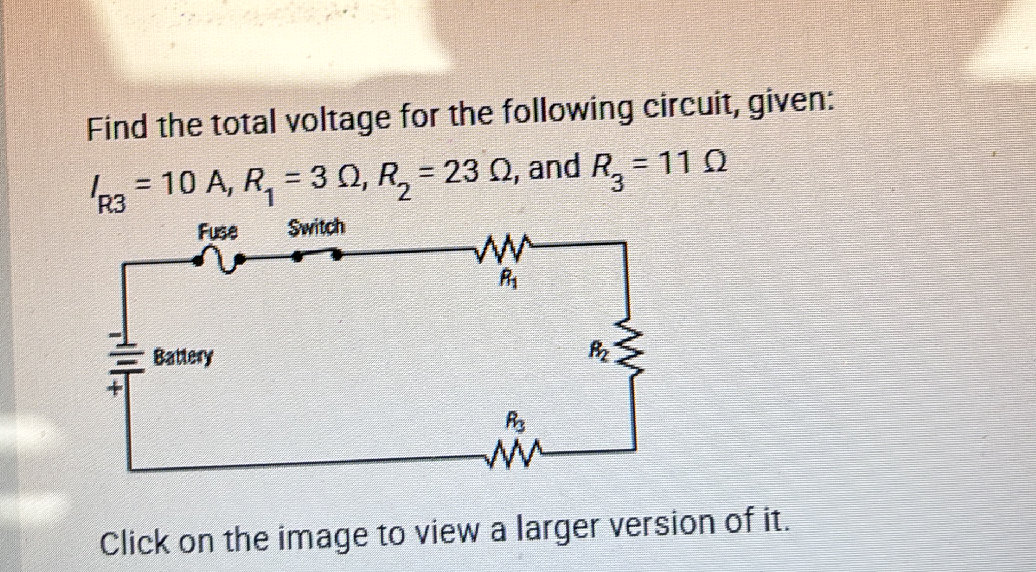 Find the total voltage for the following | StudyX