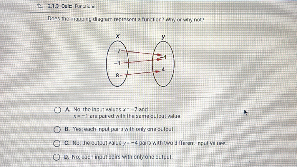 Does the mapping diagram represent a | StudyX