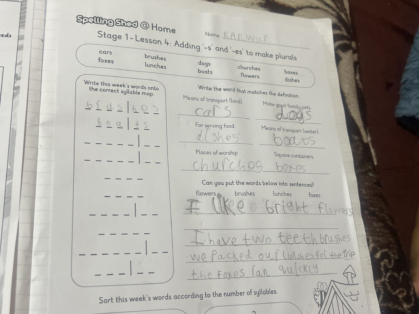 Adding '-s' and '-es' to make plurals cars | StudyX