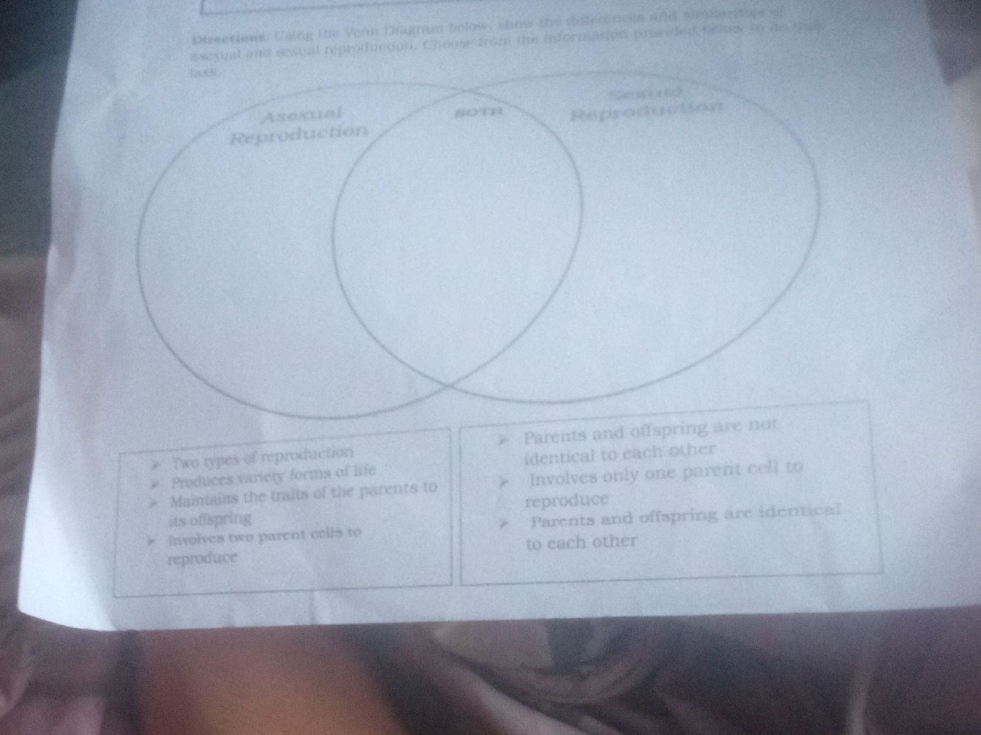 Directions: Using the Venn Diagram below, | StudyX