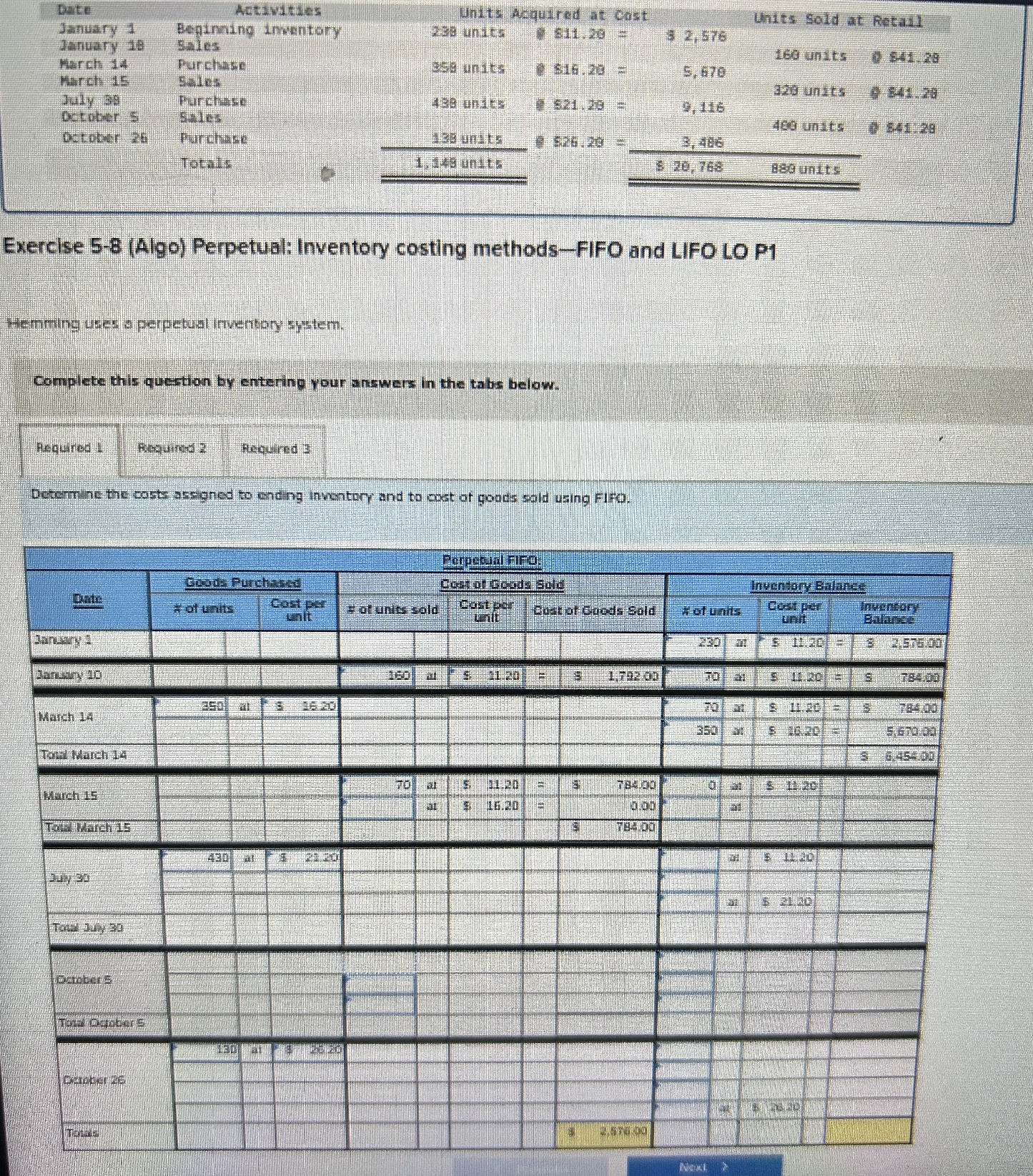 Exercise 5-8 (Algo) Perpetual: Inventory | StudyX