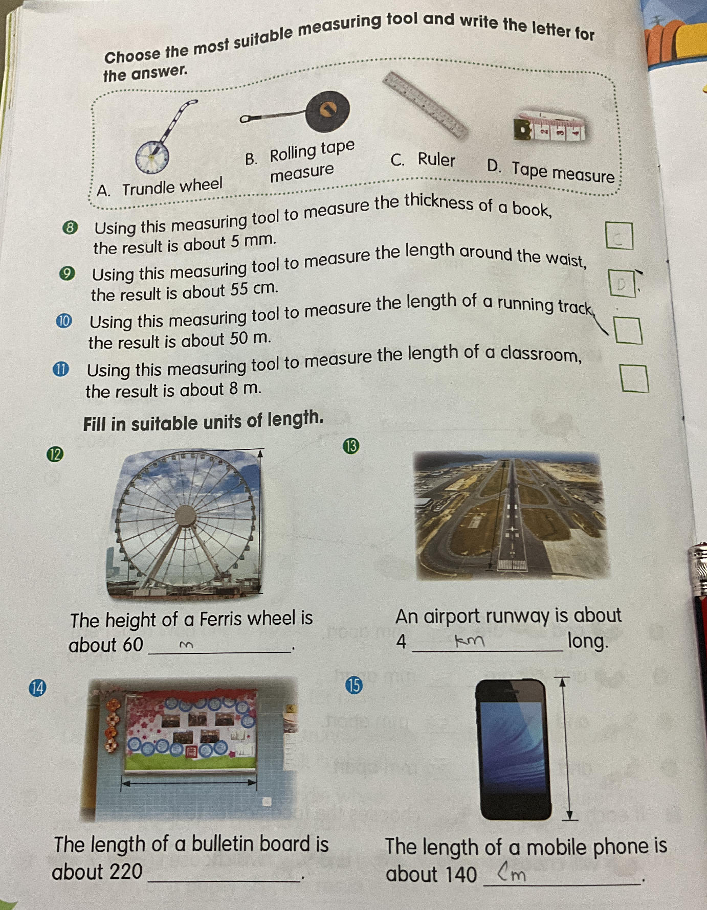 Choose the most suitable measuring tool and | StudyX