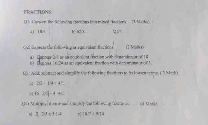 Q1: Convert the following fractions into | StudyX