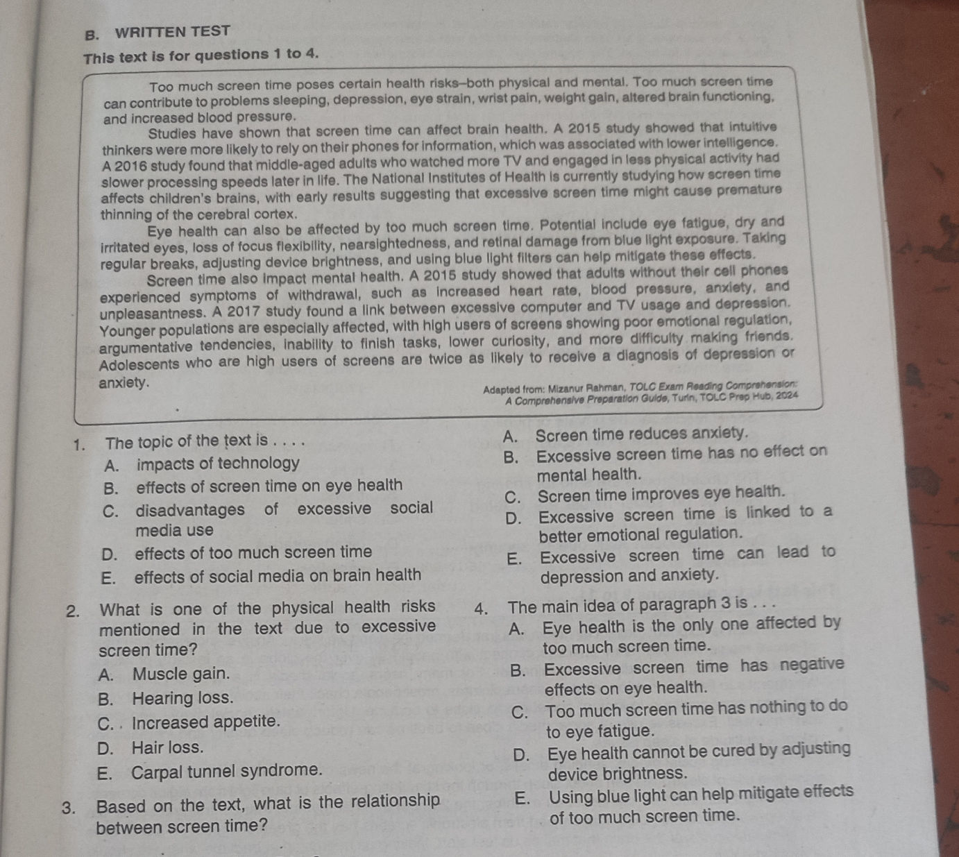 Too much screen time poses certain health | StudyX