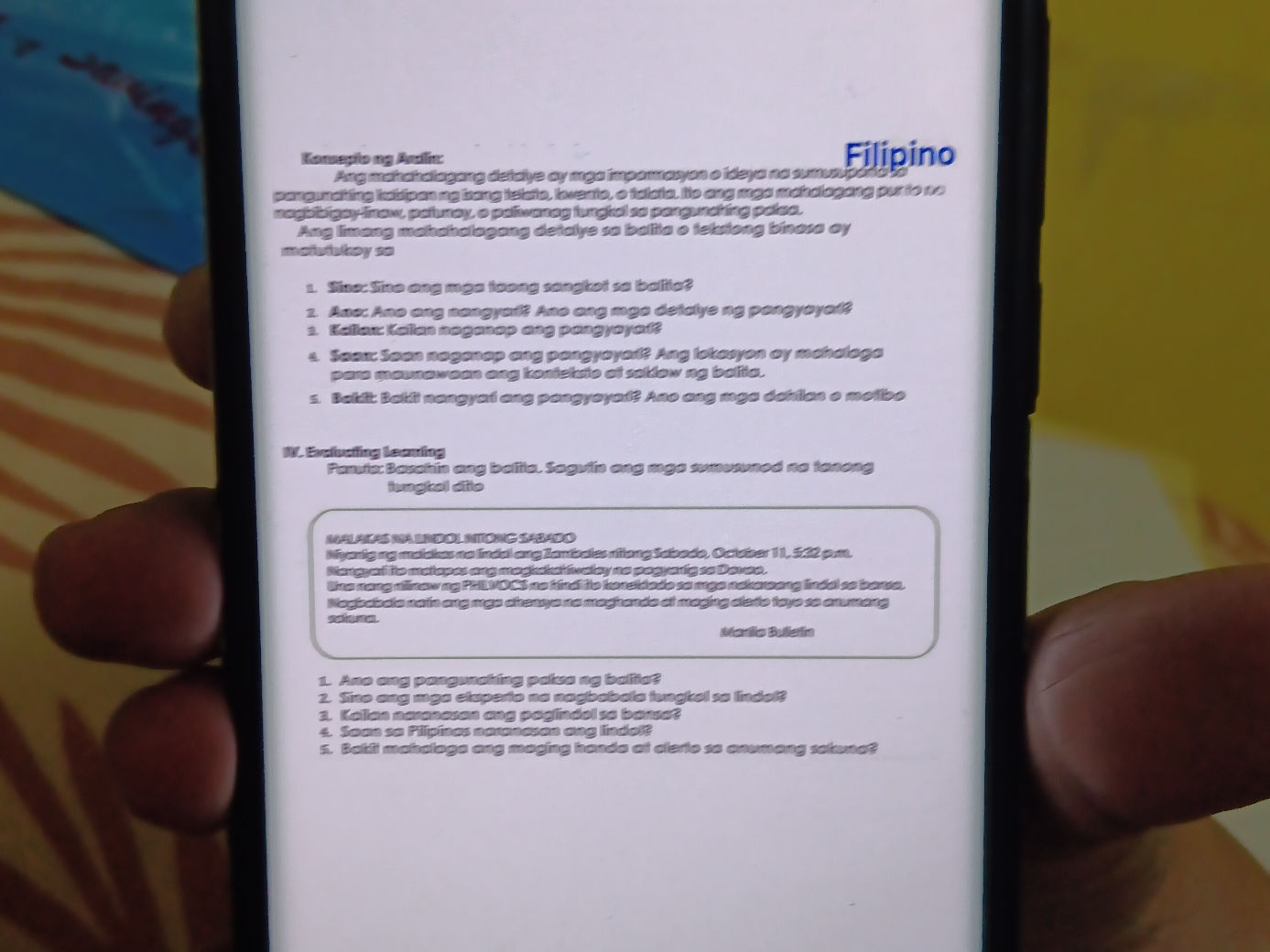 Konsepto ng Aralin: Ang mahahalagang detalye | StudyX