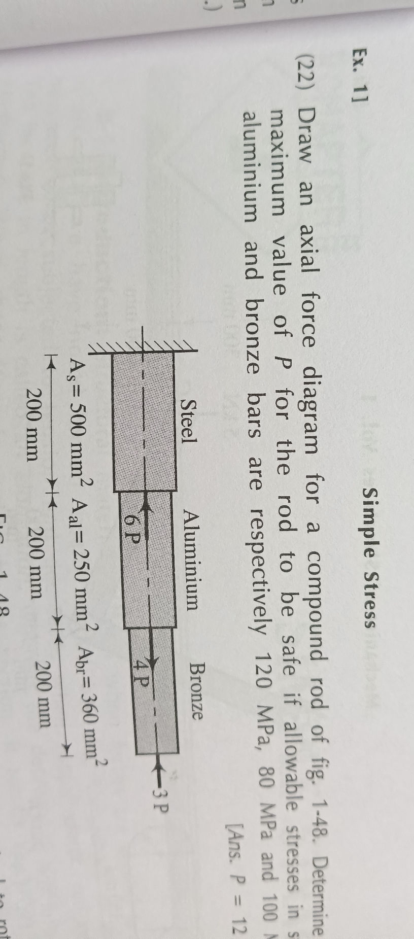 (22) Draw an axial force diagram for a | StudyX