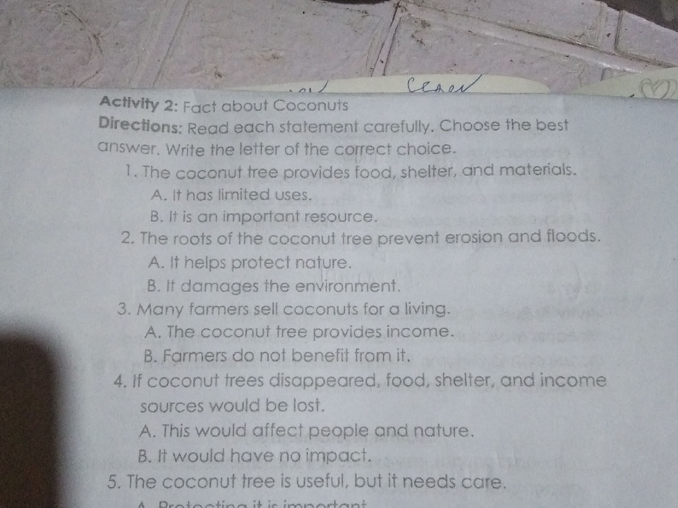 Directions: Read each statement carefully. | StudyX