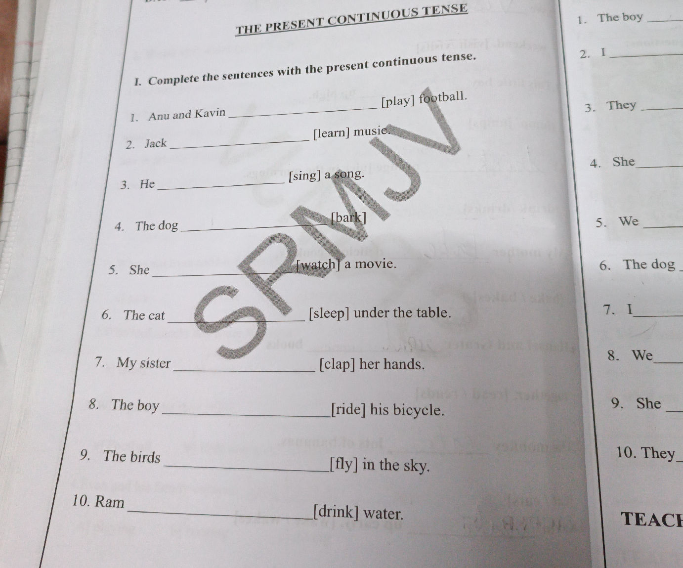 THE PRESENT CONTINUOUS TENSE I. Complete | StudyX