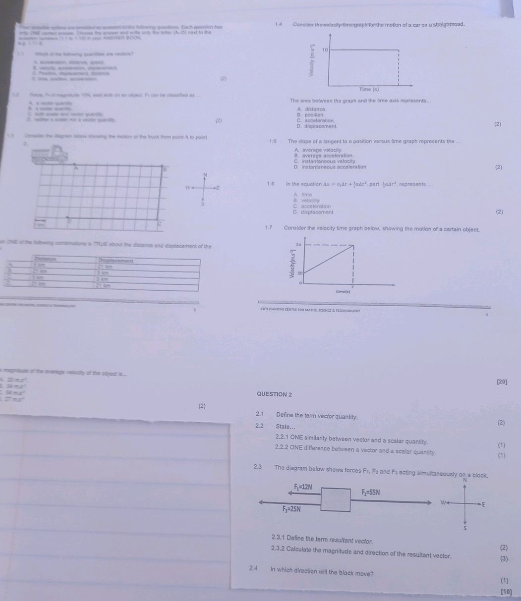 1.4 Consider the velocity timergraph for the | StudyX
