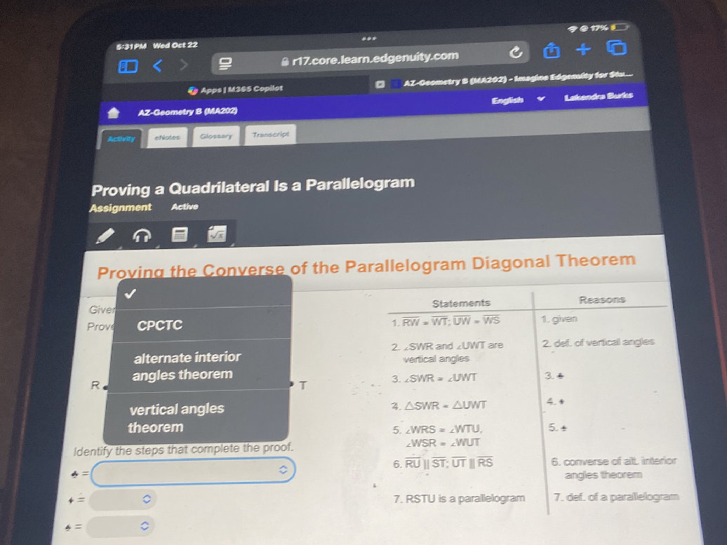 Proving a Quadrilateral Is a Parallelogram | StudyX