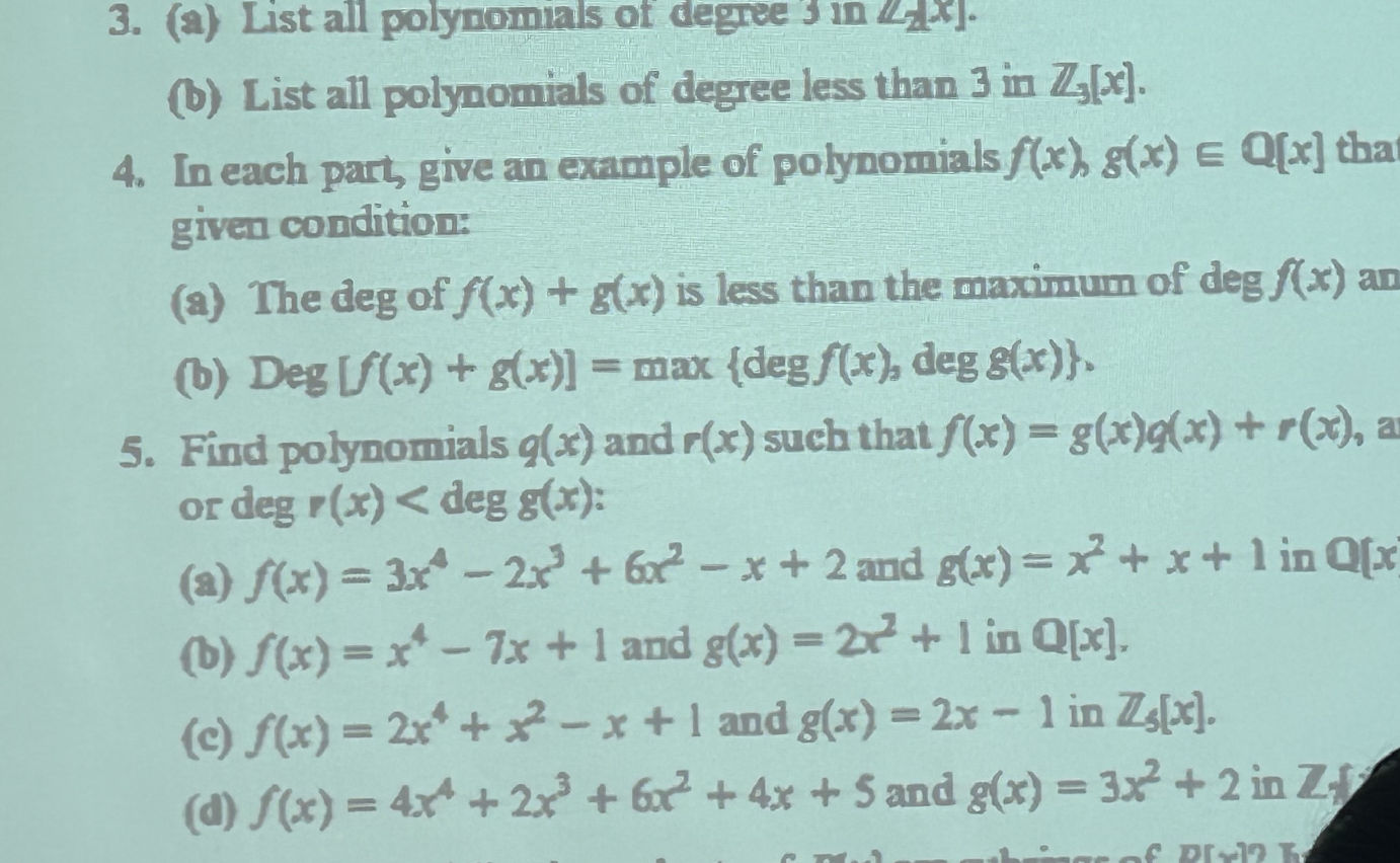3. (a) List all polynomials of degree 3 in $ | StudyX