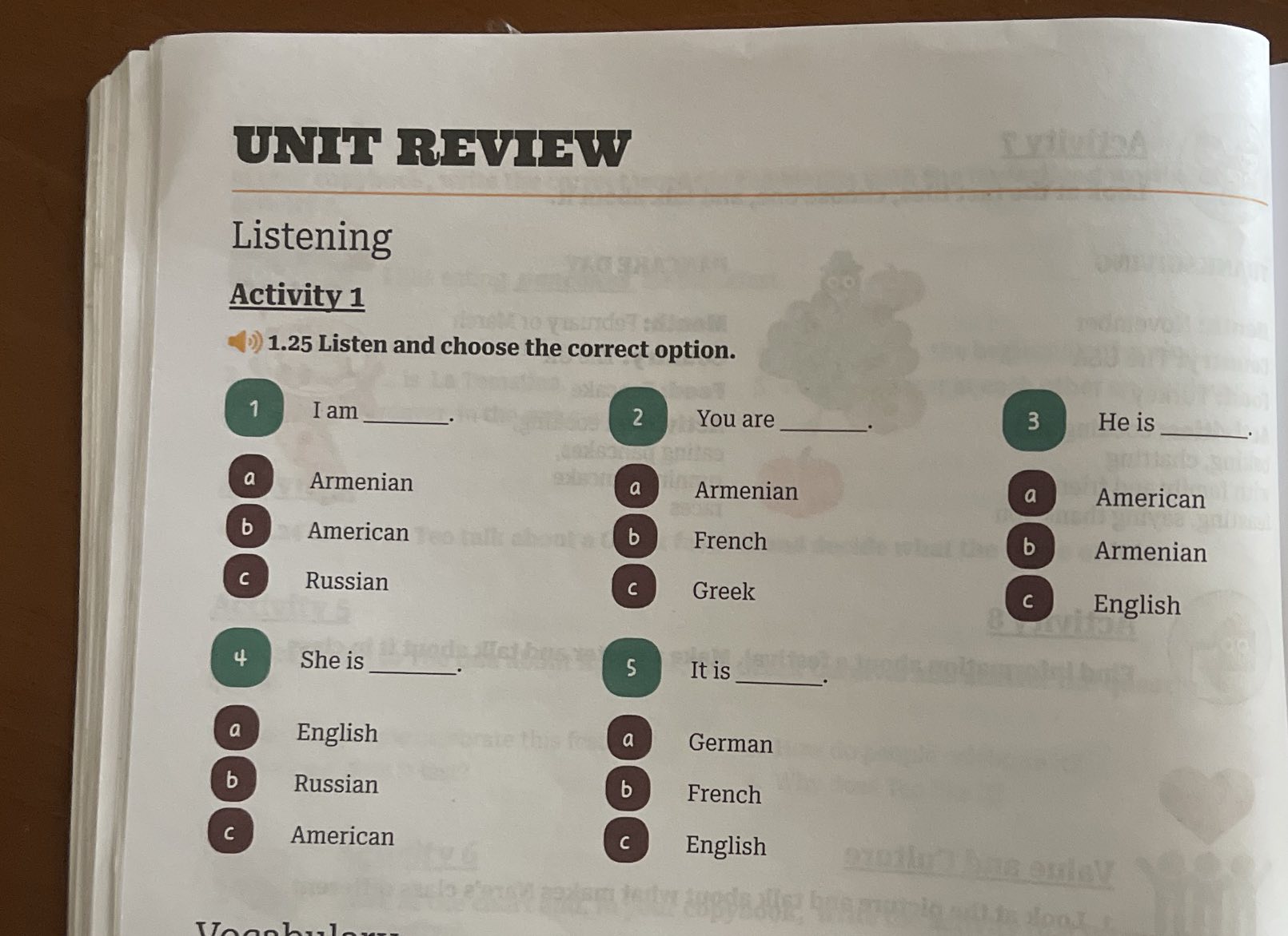 UNIT REVIEW Listening Activity 1 1.25 | StudyX