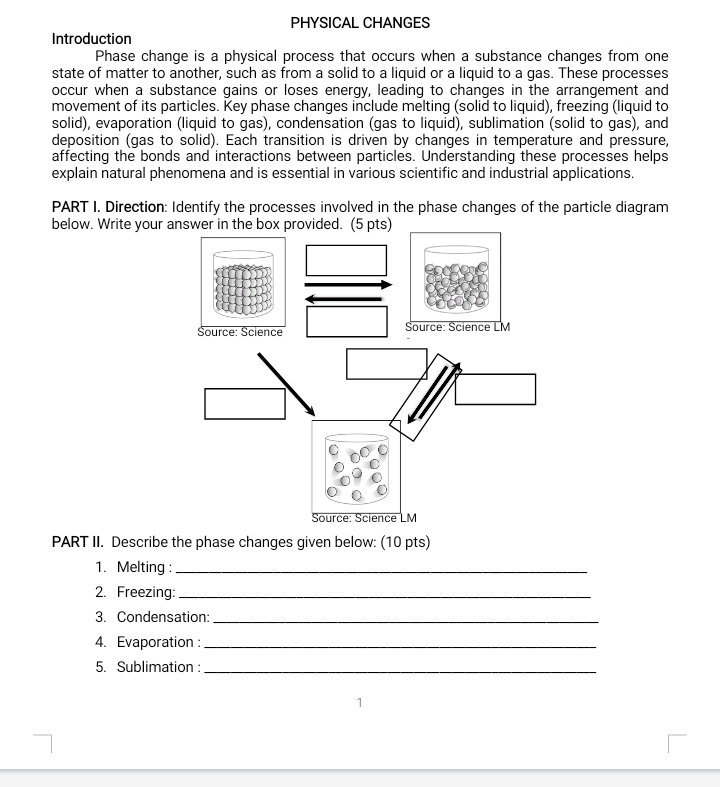 Introduction PHYSICAL CHANGES Phase change | StudyX