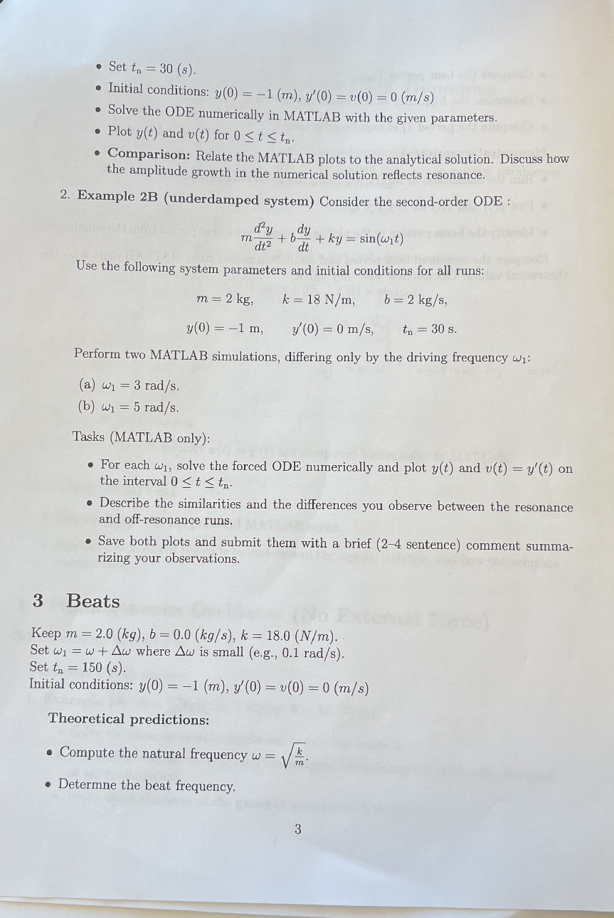 1. Example 2A (undamped system) Theoretical | StudyX