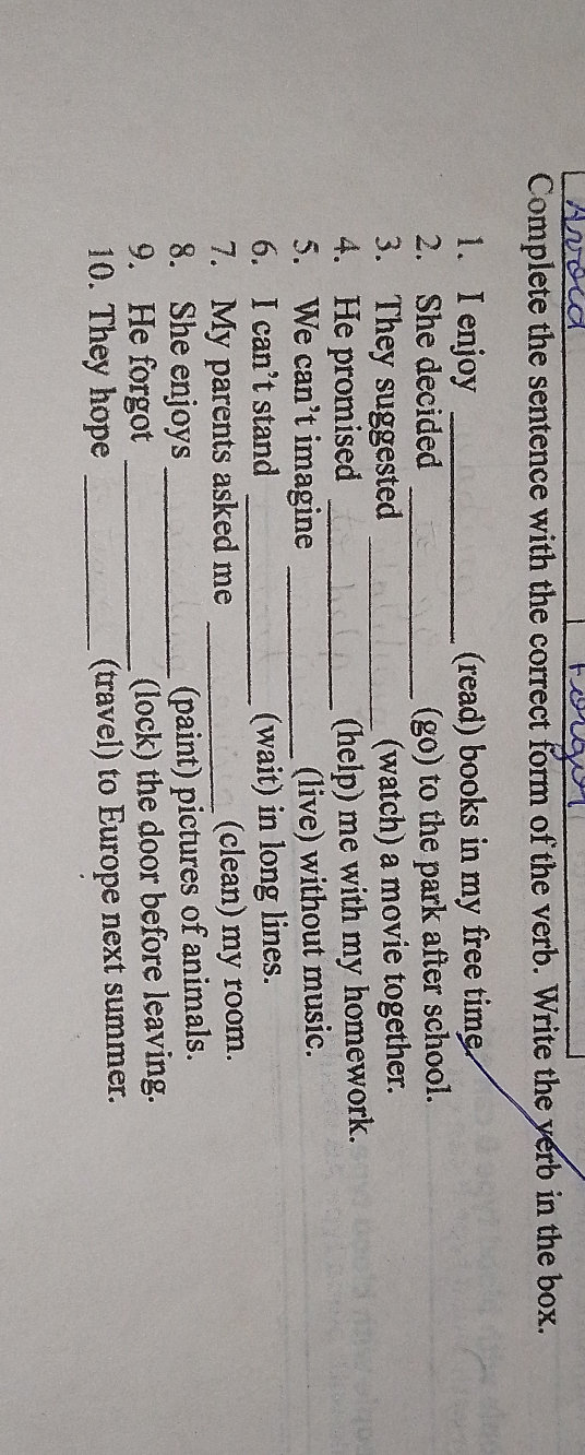 Complete the sentence with the correct form | StudyX