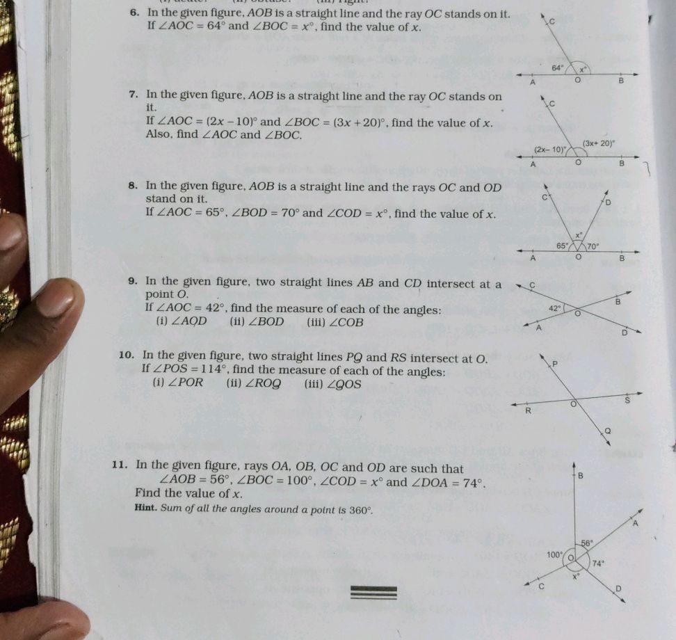 6. In the given figure, AOB is a straight | StudyX