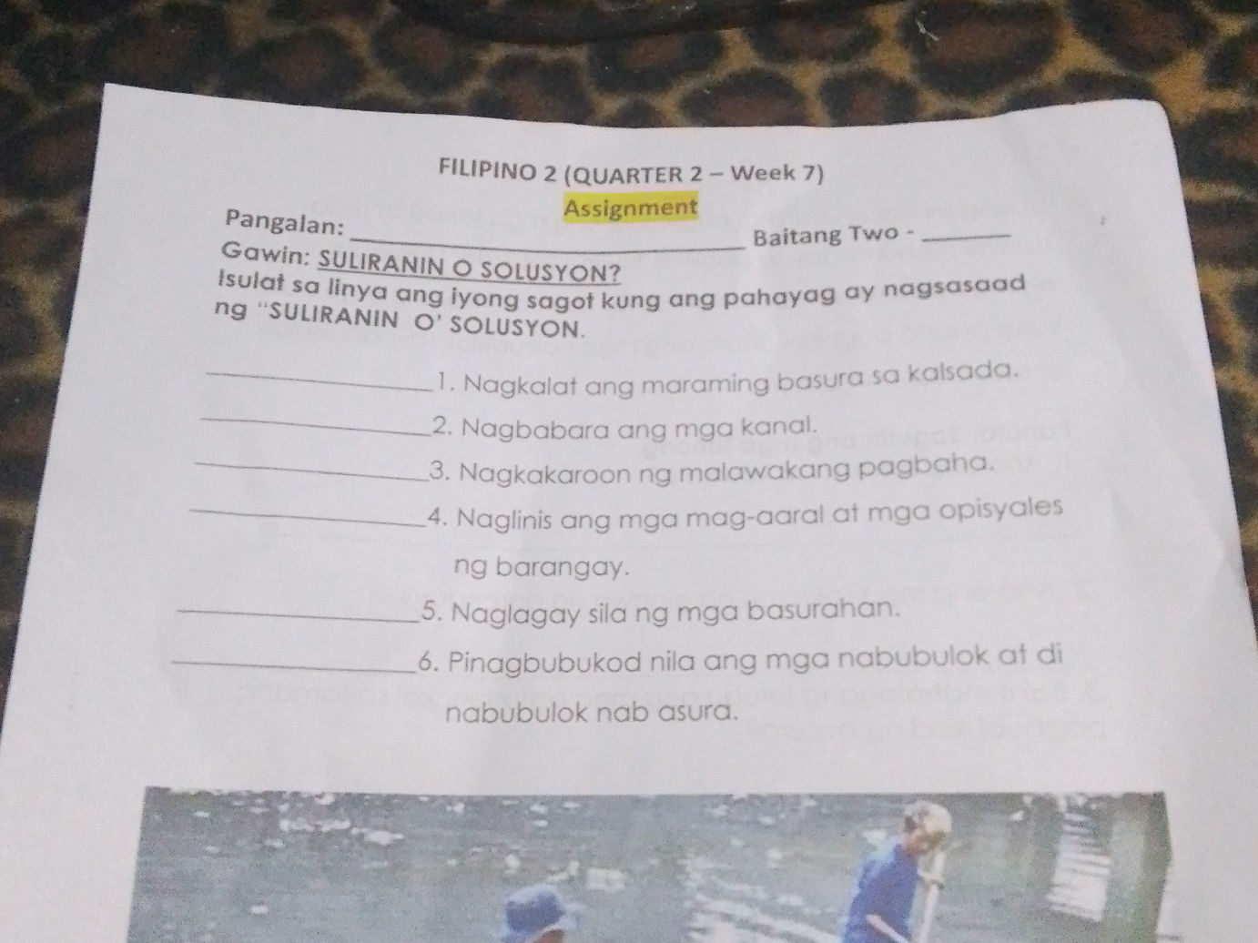 Gawin: SULIRANIN O SOLUSYON? Isulat sa linya | StudyX