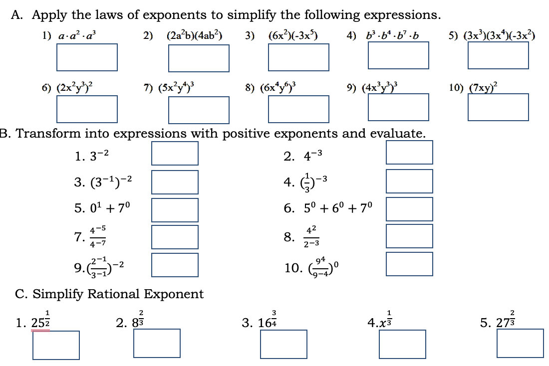 A. Apply the laws of exponents to simplify | StudyX