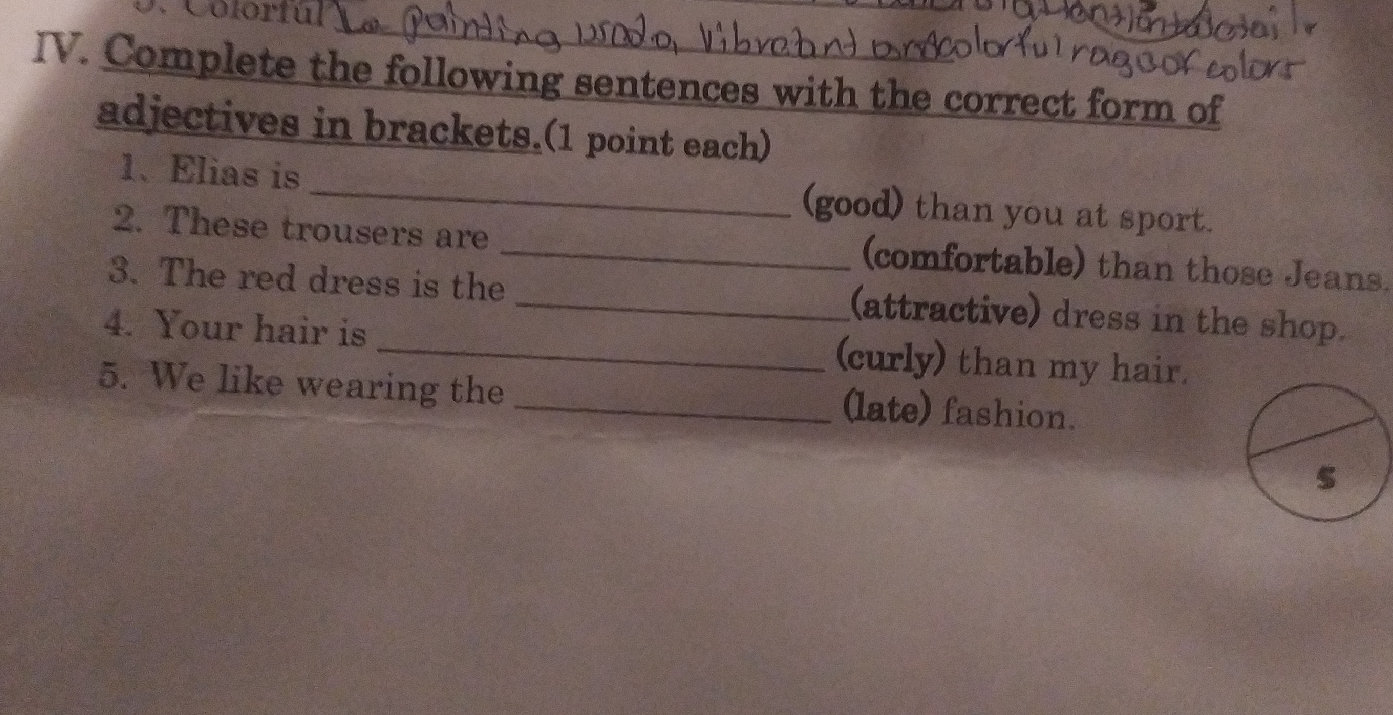 IV. Complete the following sentences with | StudyX