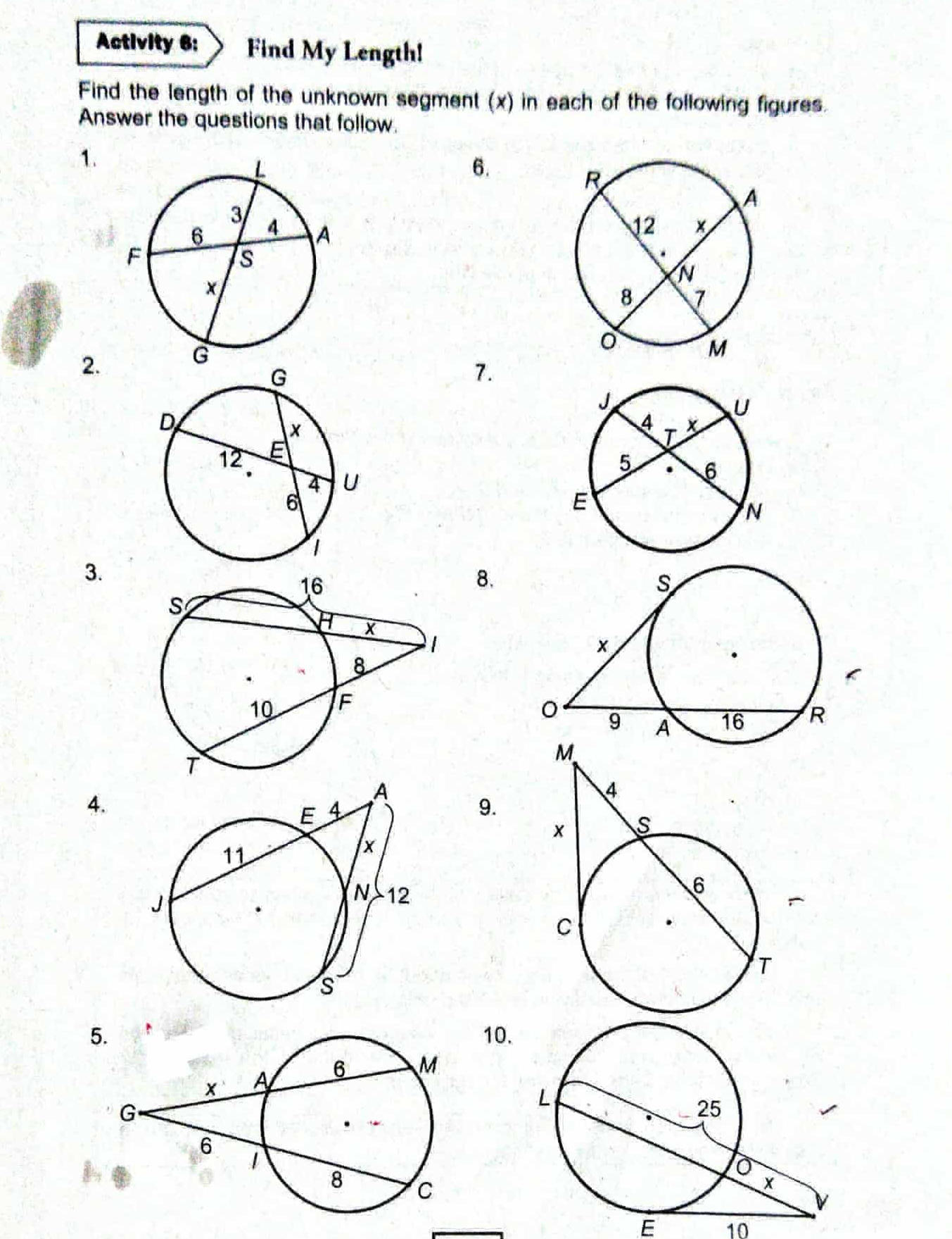 Find the length of the unknown segment (x) | StudyX
