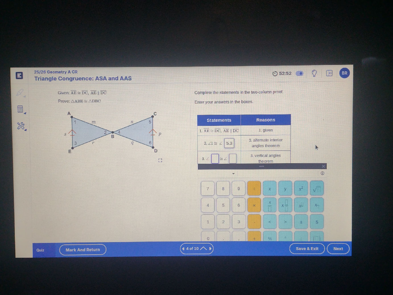 Complete the statements in the two-column | StudyX