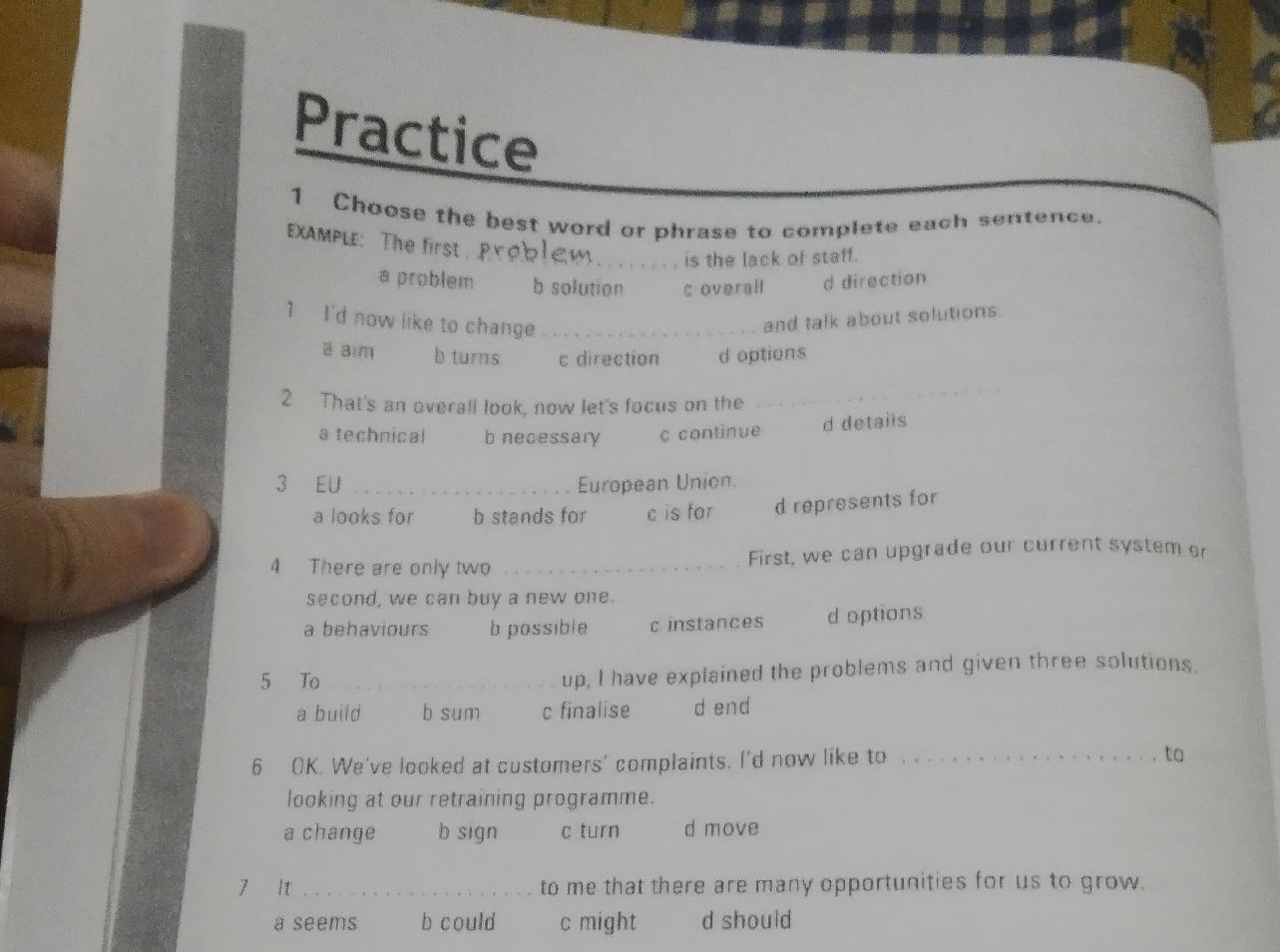 Practice 1 Choose the best word or phrase | StudyX