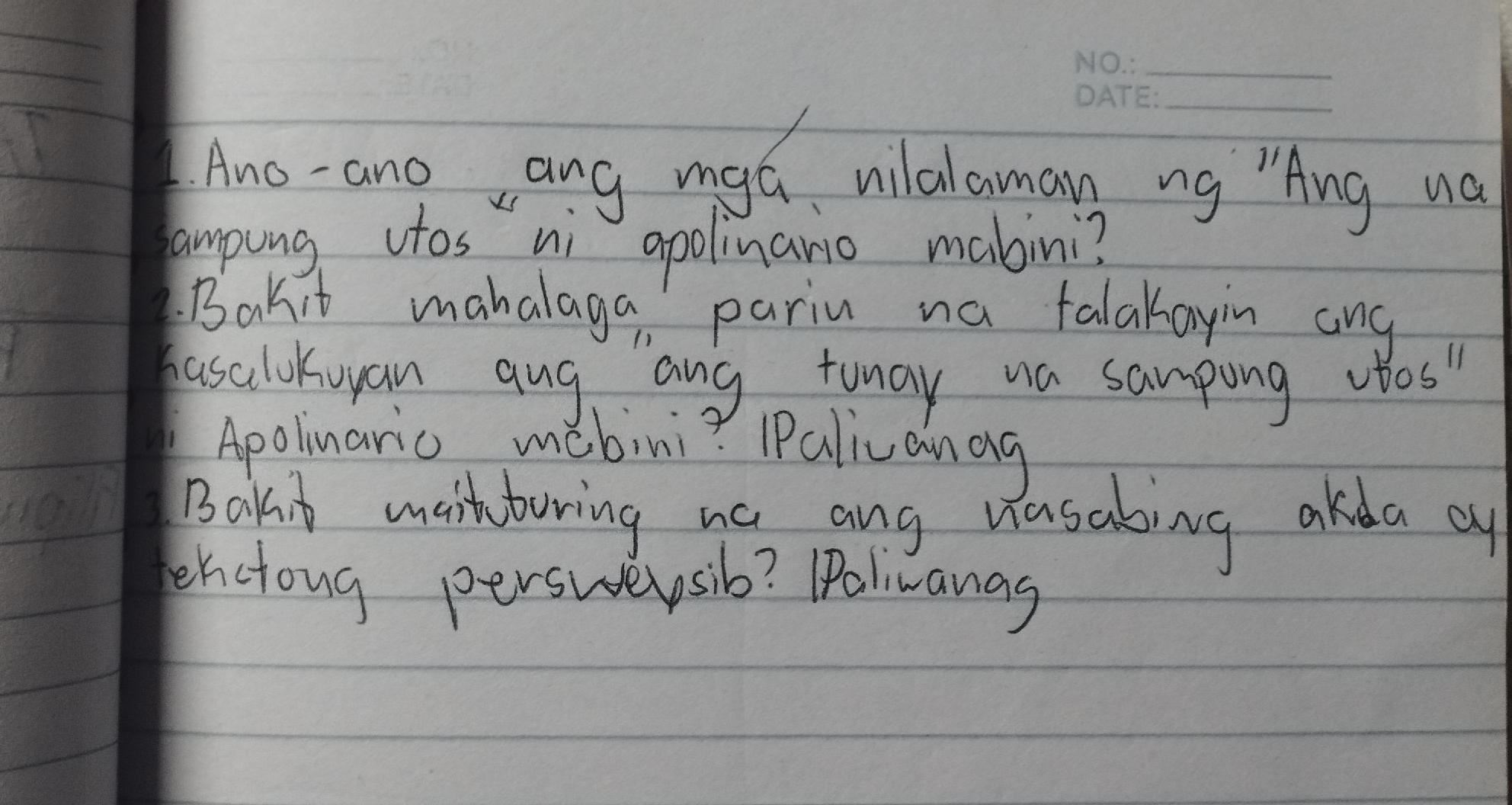 1. Ano-ano ang mga nilalaman ng "Ang na | StudyX