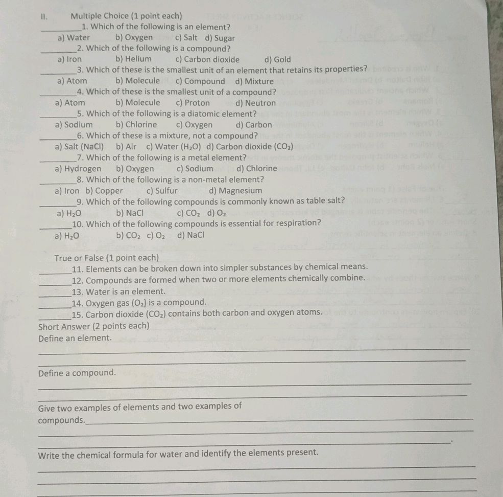 Multiple Choice (1 point each) 1. Which of | StudyX