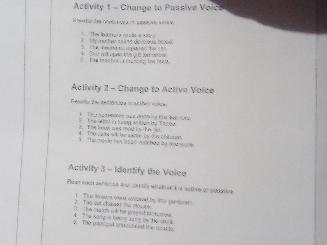 Activity 1 – Change to Passive Voice Rewrite | StudyX