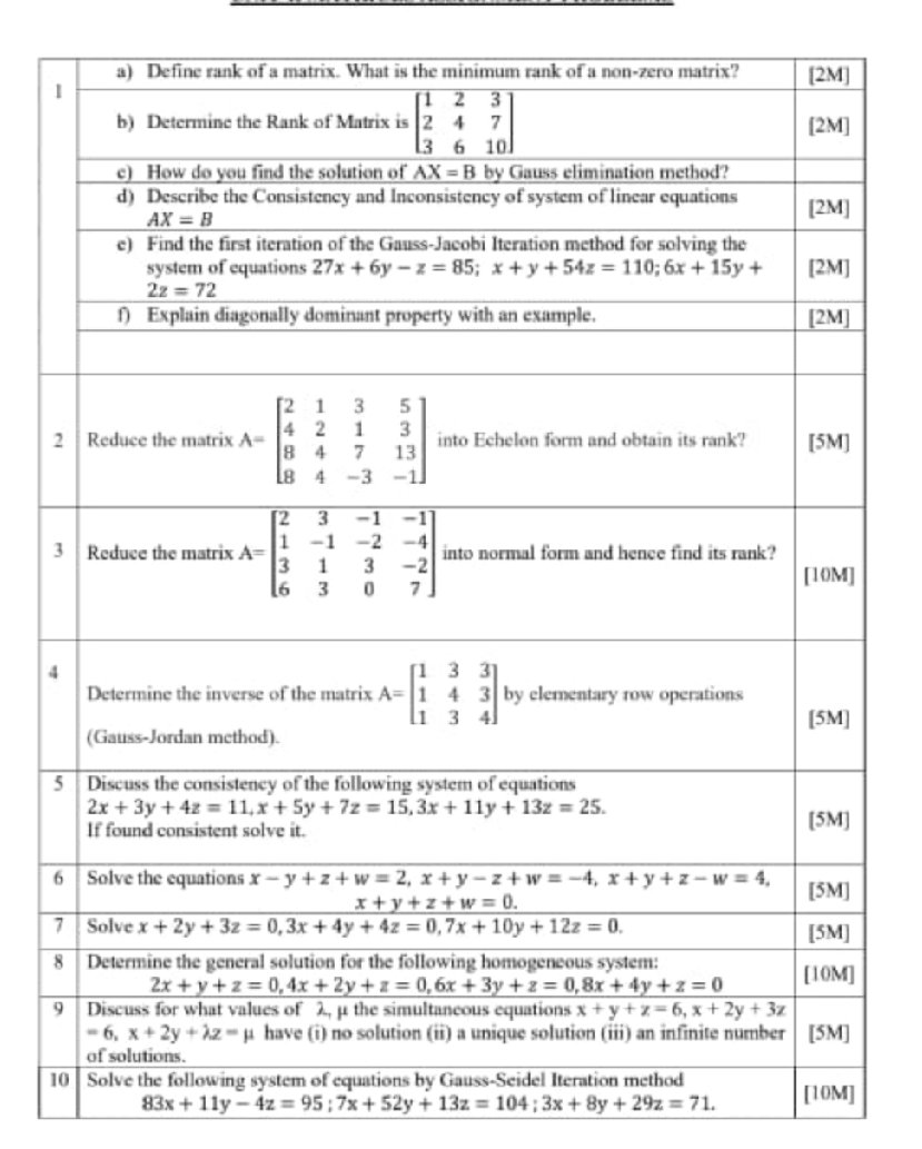 a) Define rank of a matrix. What is the | StudyX