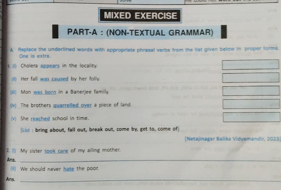 PART-A : (NON-TEXTUAL GRAMMAR) A. Replace | StudyX