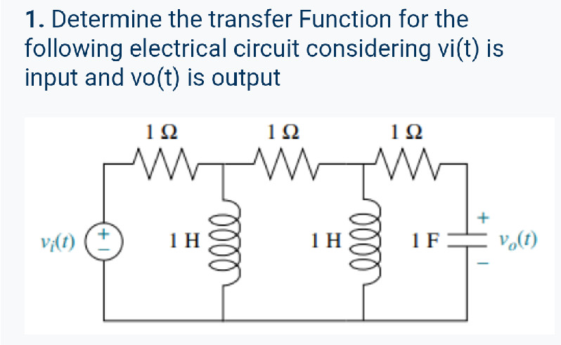 1. Determine the transfer Function for the | StudyX